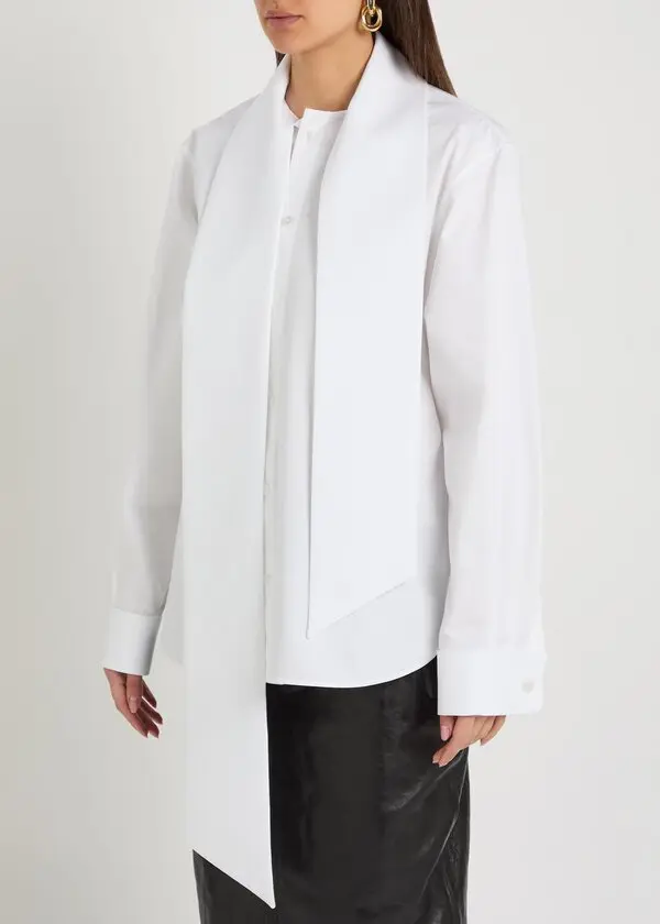 Saint Laurent Scarf-effect Cotton-poplin Shirt - White