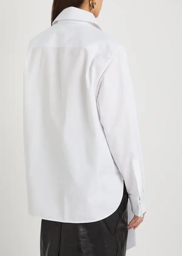 Saint Laurent Scarf-effect Cotton-poplin Shirt - White