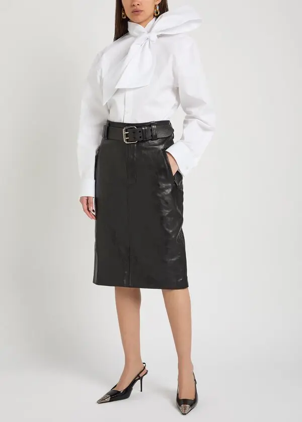 Saint Laurent Scarf-effect Cotton-poplin Shirt - White