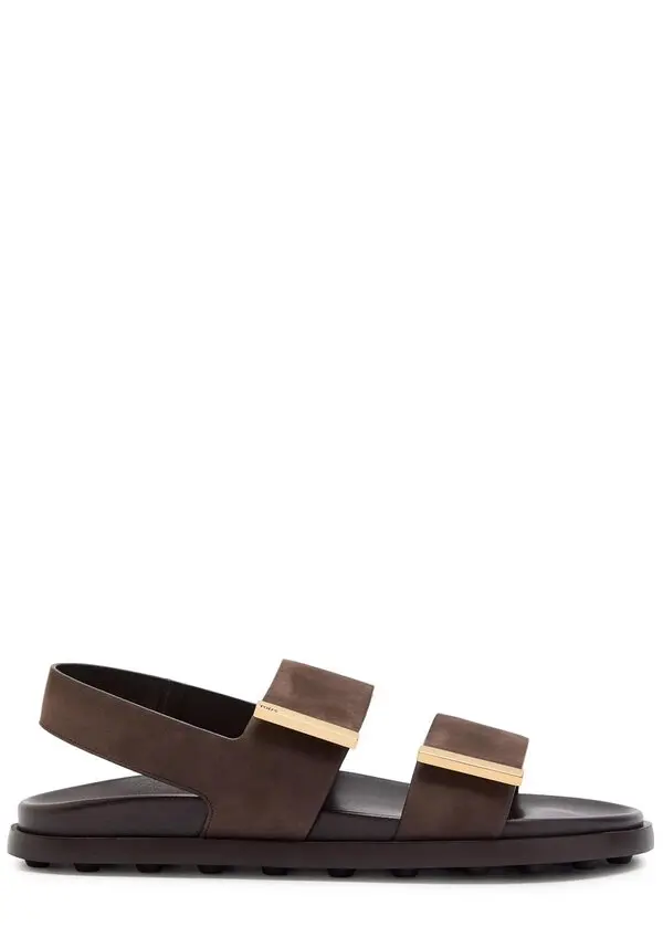 TOD'S Suede Sandals With Designer Plaques
