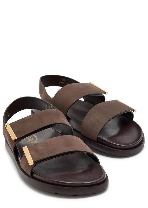 TOD'S Suede Sandals With Designer Plaques