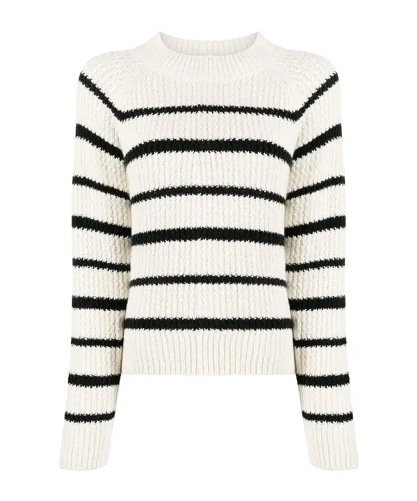 Vince Ribbed Stripe Pullover - White