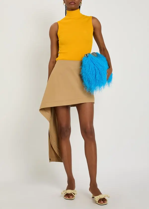 Loewe Sleeveless High Neck Knitted Top With Chest Embroidery - Orange