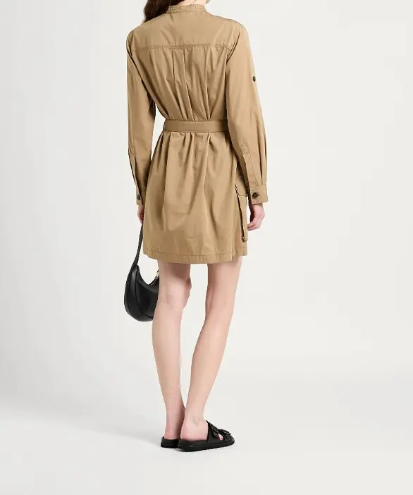MAXCO. Max&co. Belted Mandarin Collar Long Sleeve Poplin Dress