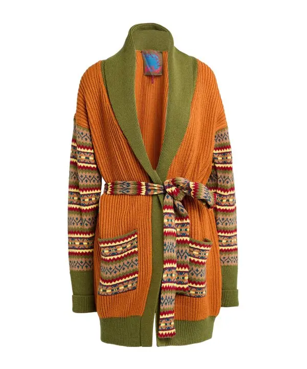 MAXCO. Max&co. Belted Jacquard Knit Cardigan