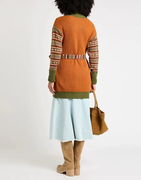 MAXCO. Max&co. Belted Jacquard Knit Cardigan