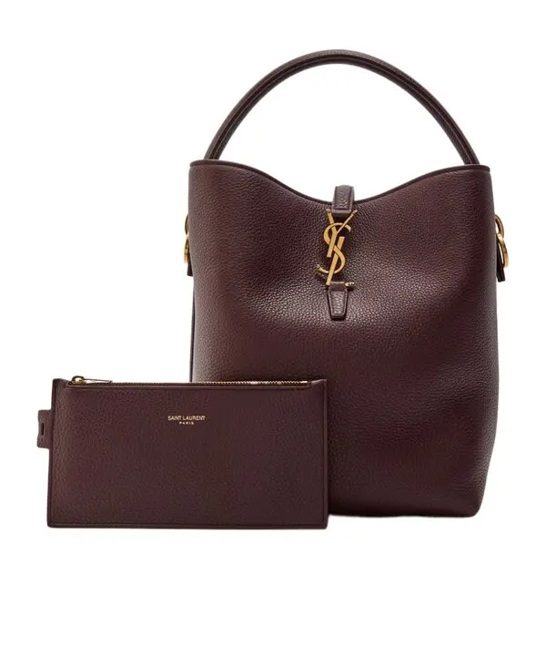 Saint Laurent Litchi Grain Bucket Bag - Red