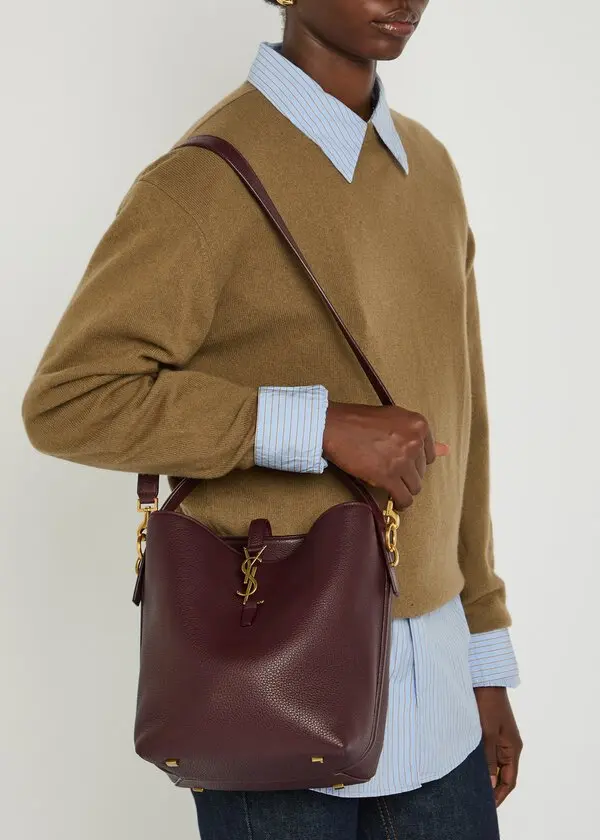 Saint Laurent Litchi Grain Bucket Bag