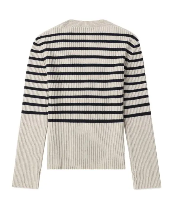 A.p.c. Striped V-neck Ribbed-knit Jumper