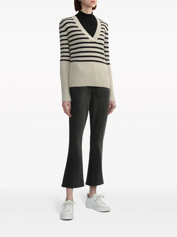 A.p.c. Striped V-neck Ribbed-knit Jumper