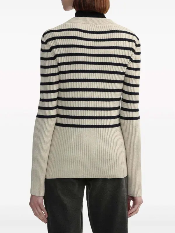 A.p.c. Striped V-neck Ribbed-knit Jumper