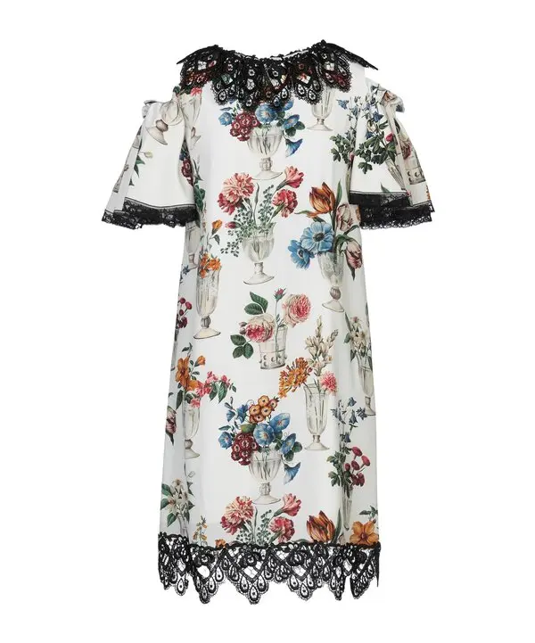 Dolce & Gabbana Floral-print Lace Trimmed Short Sleeve Dress