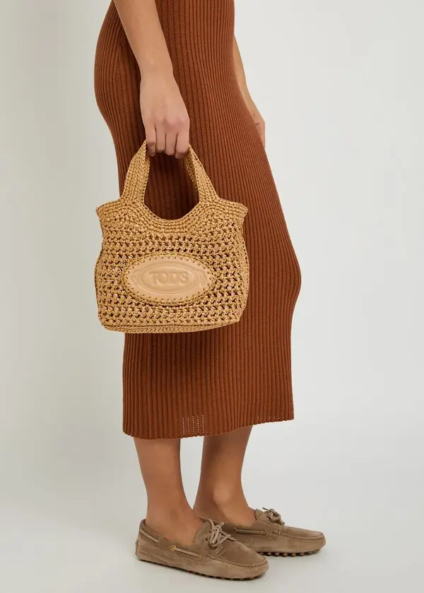 TOD'S Mancini Mini Raffia Top Handle Bag