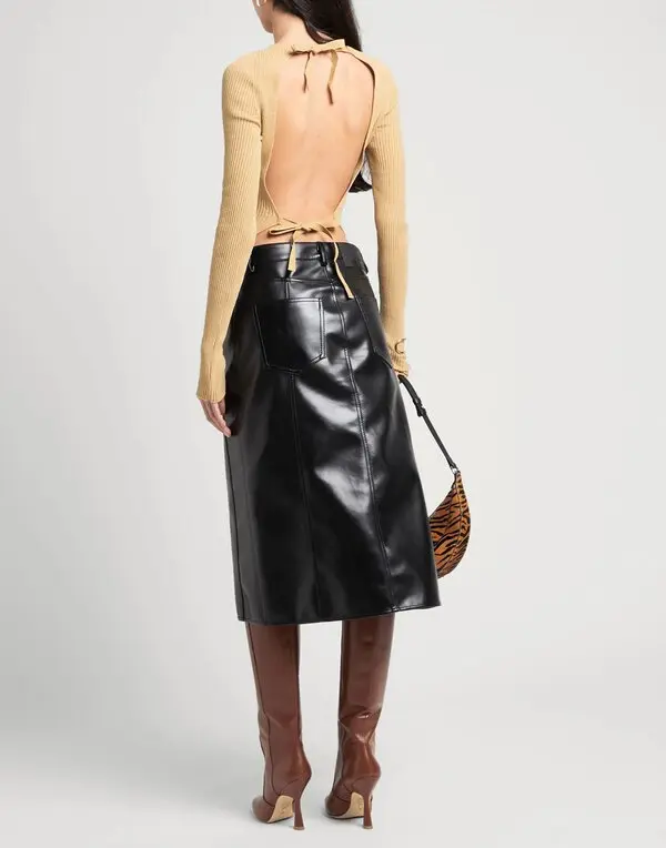 MAISON MARGIELA Ribbed V-neck Long Sleeve Top With Tie Detail