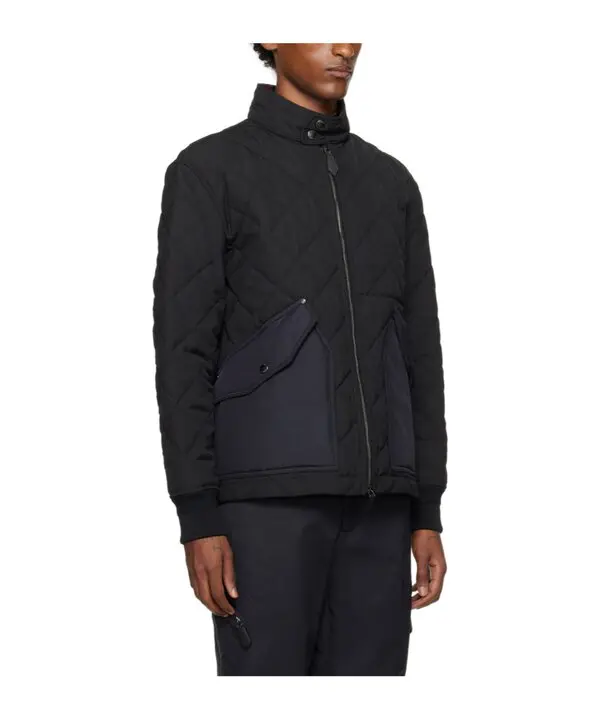 Burberry Quilted Jacket With Stand Collar And Logo Embroidery