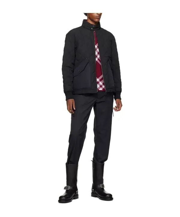 Burberry Quilted Jacket With Stand Collar And Logo Embroidery