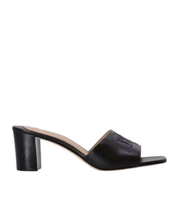 Ralph Lauren Logo Embossed Block Heel Sandals - Black