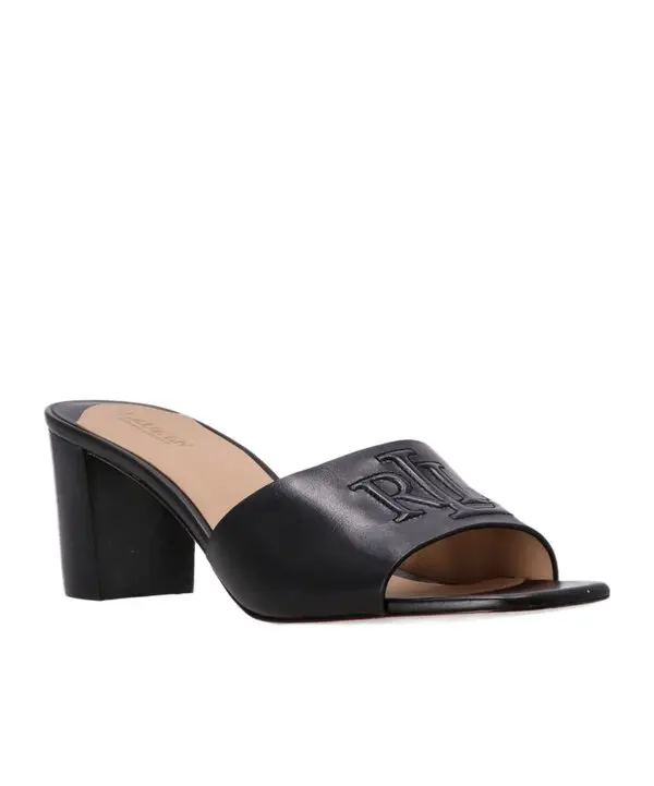 Ralph Lauren Logo Embossed Block Heel Sandals - Black
