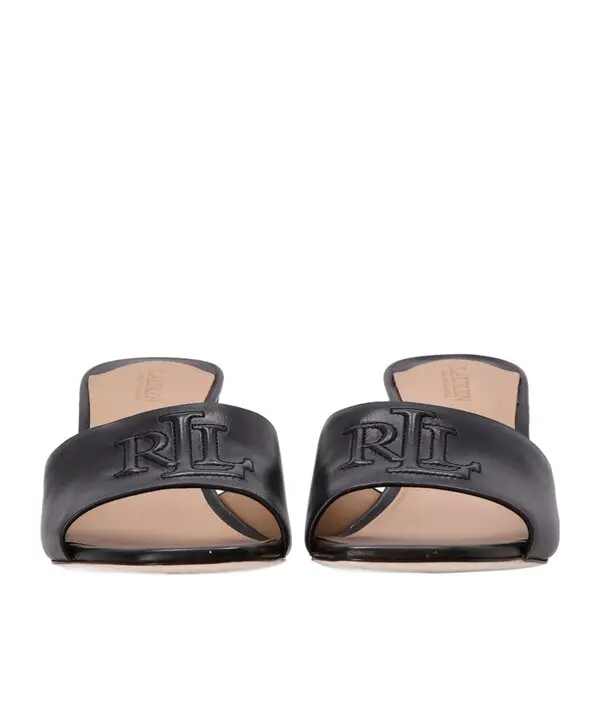 Ralph Lauren Logo Embossed Block Heel Sandals - Black