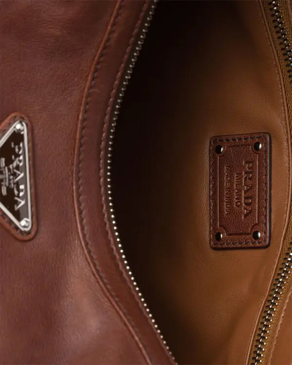 Prada Medium Washed Leather Shoulder Bag - Cocoa Brown