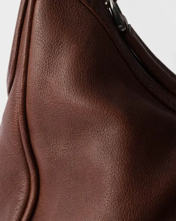 Prada Medium Washed Leather Shoulder Bag - Cocoa Brown