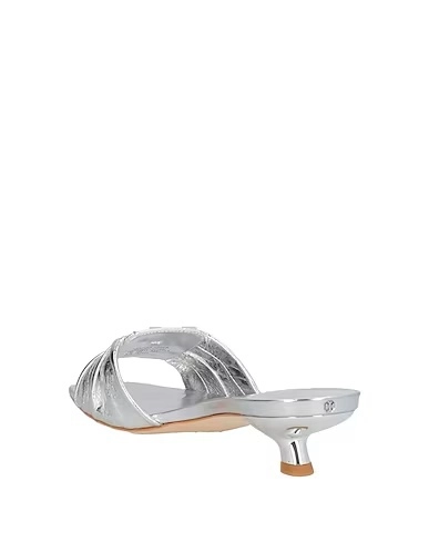 Tory Burch Metallic Leather Square Toe Kitten Heel Sandals