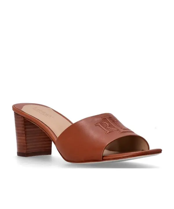 Ralph Lauren Embossed Logo Block Heel Sandals