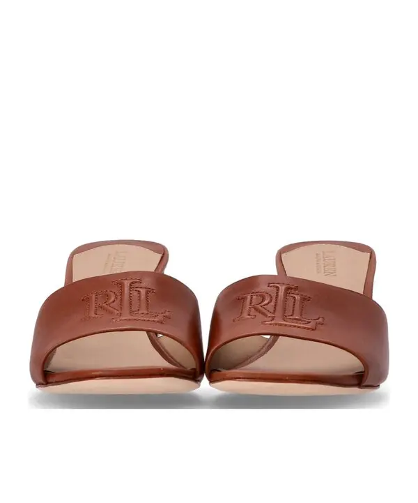 Ralph Lauren Embossed Logo Block Heel Sandals