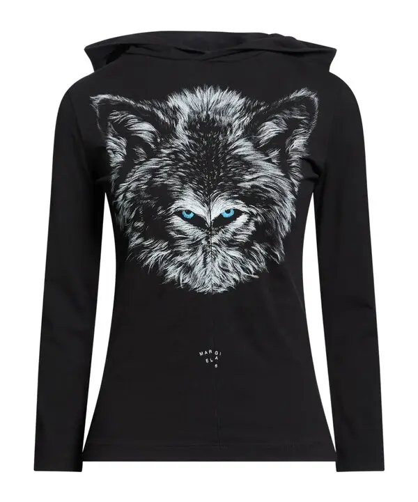 MAISON MARGIELA Printed Long-sleeve Hooded T-shirt - Black