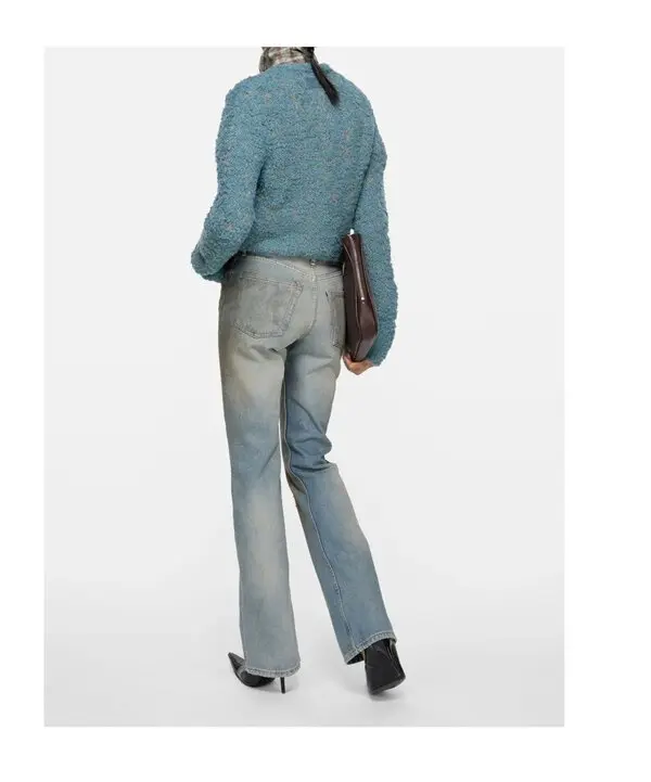 Acne Studios Openwork Knit Cardigan With Bow Embellishments - Dirty Blue