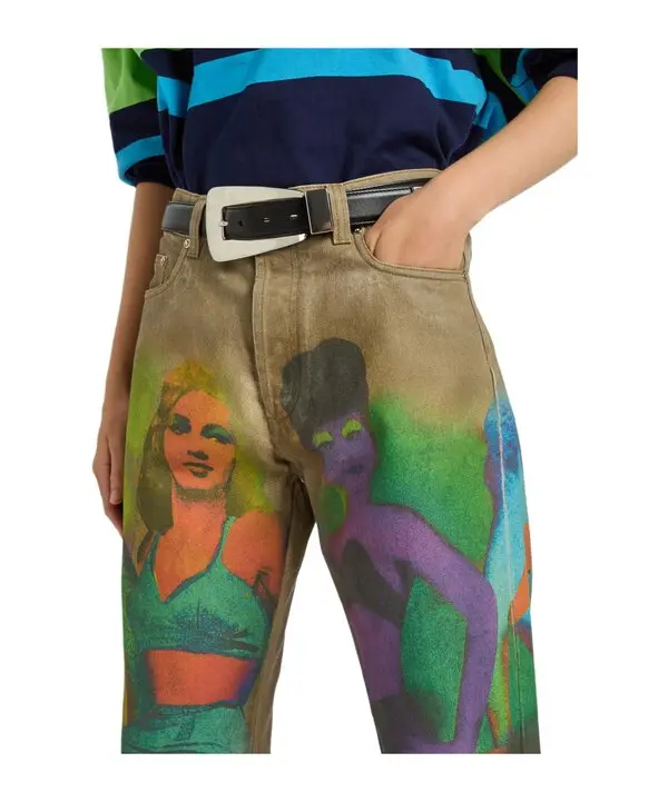 Versace Versatile High-waist Straight-leg Printed Jeans