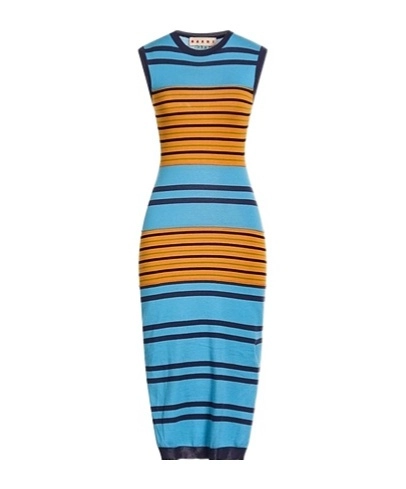 Marni Sleeveless Crewneck Striped Stretch Knit Dress