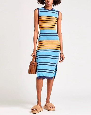 Marni Sleeveless Crewneck Striped Stretch Knit Dress