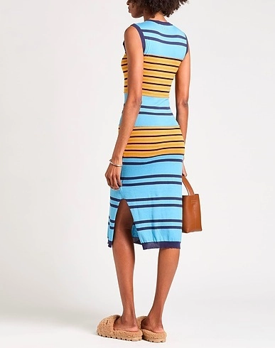 Marni Sleeveless Crewneck Striped Stretch Knit Dress