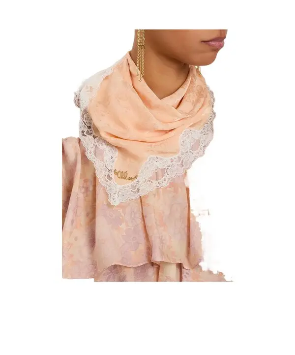 Chloé Romantic Lace-trimmed Silk-jacquard Scarf