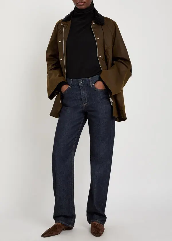 TOTEME Corduroy-trimmed Waxed Cotton Jacket