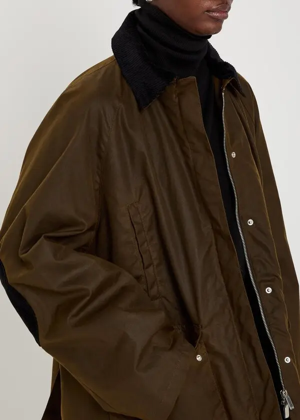 TOTEME Corduroy-trimmed Waxed Cotton Jacket