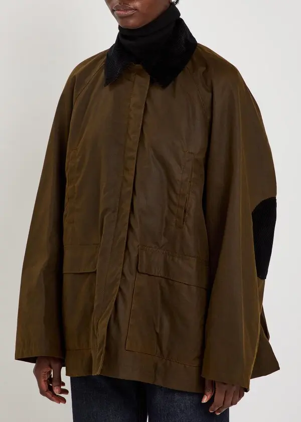 TOTEME Corduroy-trimmed Waxed Cotton Jacket