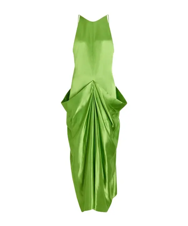 Khaite Kent Draped Satin Midi Dress