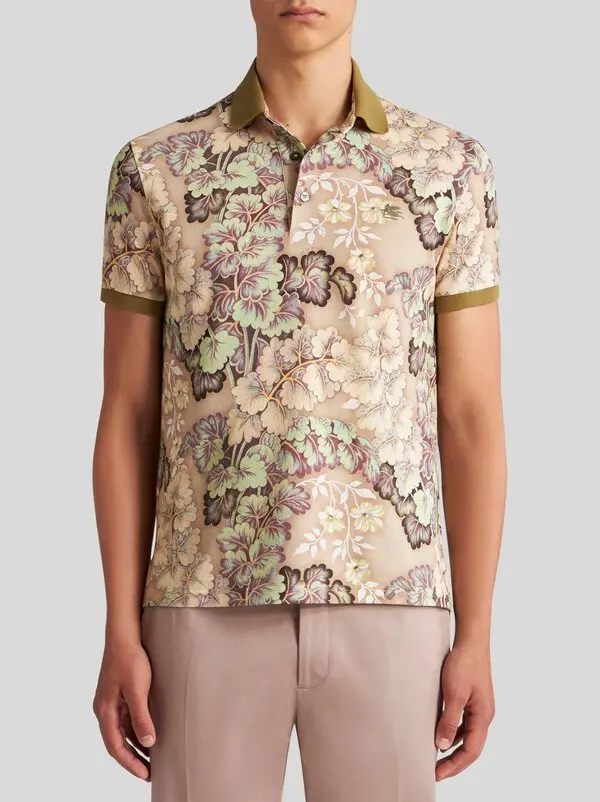 Etro Floral Print Short-sleeved Polo Shirt - Nude