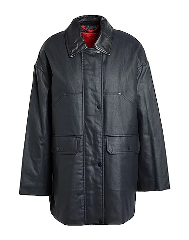 MAXCO. Max&co. Long Single-breasted Gabardine Coat With Leather Trims