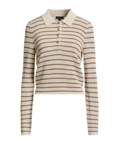 Rag & Bone Striped Buttoned Neckline Fine Knit Sweater