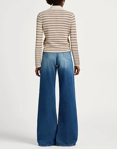 Rag & Bone Striped Buttoned Neckline Fine Knit Sweater