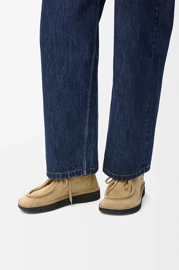 Loewe Suede Lace-up Flat Sole Shoes