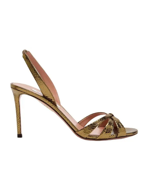 AQUAZZURA Metallic Crocodile-effect Sandals