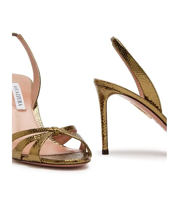 AQUAZZURA Metallic Crocodile-effect Sandals