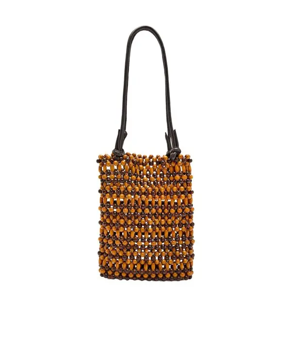 Staud Baja Beaded Mini Tote Bag - Brown