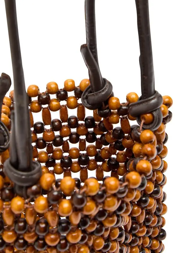 Staud Baja Beaded Mini Tote Bag - Brown
