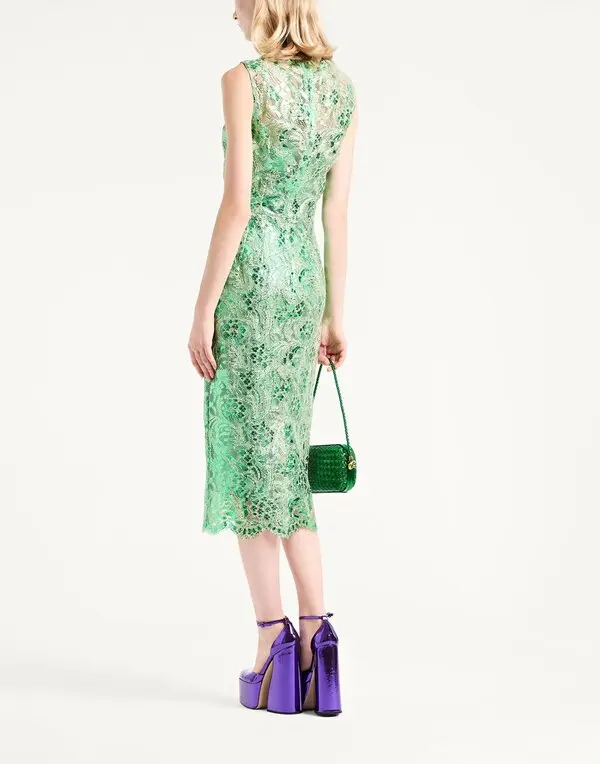 Dolce & Gabbana Metallic Lace Midi Dress