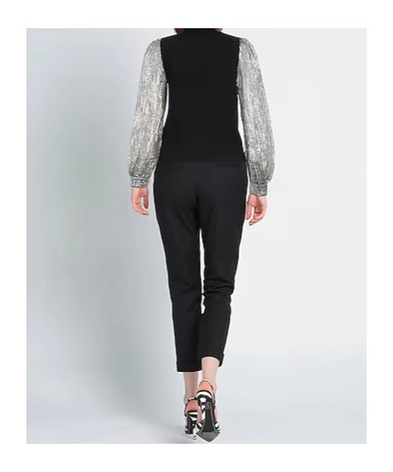 Tory Burch High-neck Sweater With Button-detailed Cuffs And Pleated Sleeves